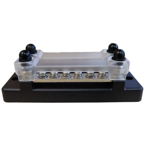 150A 2 x 6 Screw Tinned Busbar with Transparent Cover - Furneaux Riddall