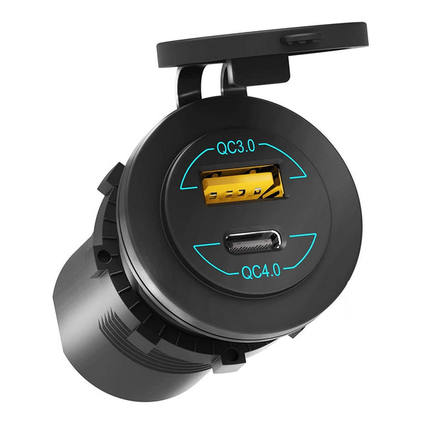Panel Mount USB-A & USB-C Fast Charging Power Socket 12/24V - Furneaux ...