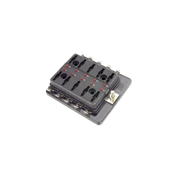 10 Way Bridged Fuse Holder with LED Indicators and Cover - Furneaux Riddall